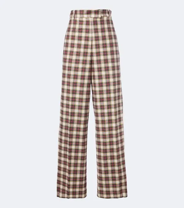 Dries Van Noten Plaid Cotton Flannel Wide-leg Trousers - Multicoloured