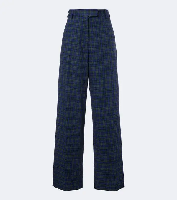 Dries Van Noten Plaid Cotton Flannel Wide-leg Trousers - Multicoloured