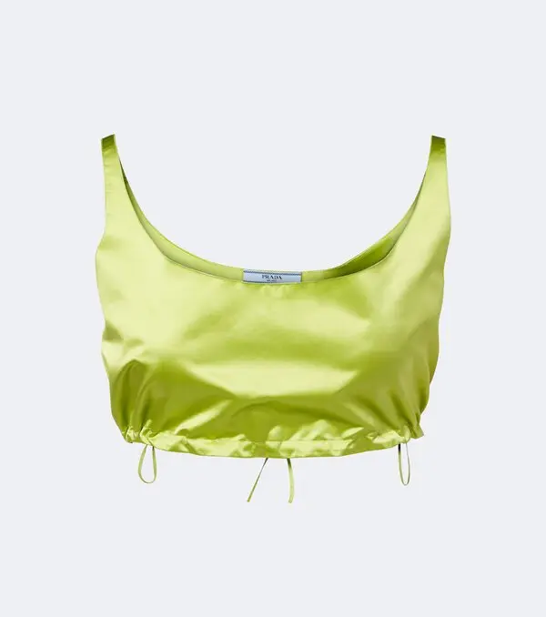 Prada Silk Duchesse Crop Top - Green