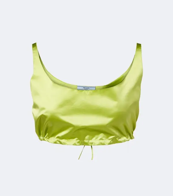 Prada Silk Duchess Crop Top - Green