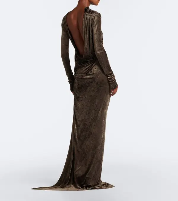 Rick Owens Draped Open-back Velvet Gown