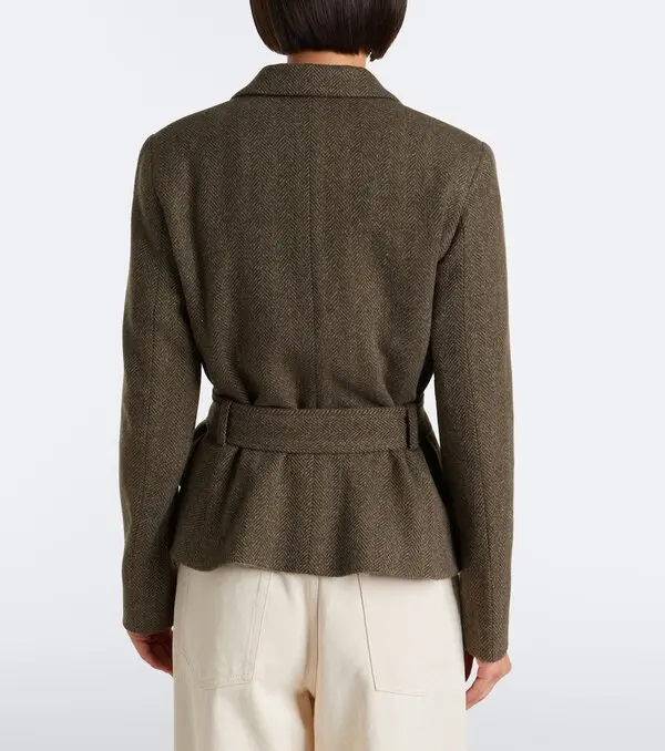 Polo Ralph Lauren Belted Herringbone Wool-blend Tweed Jacket