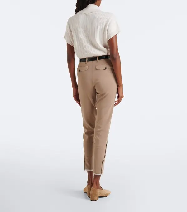 Eleventy Suede-trimmed Capri Trousers