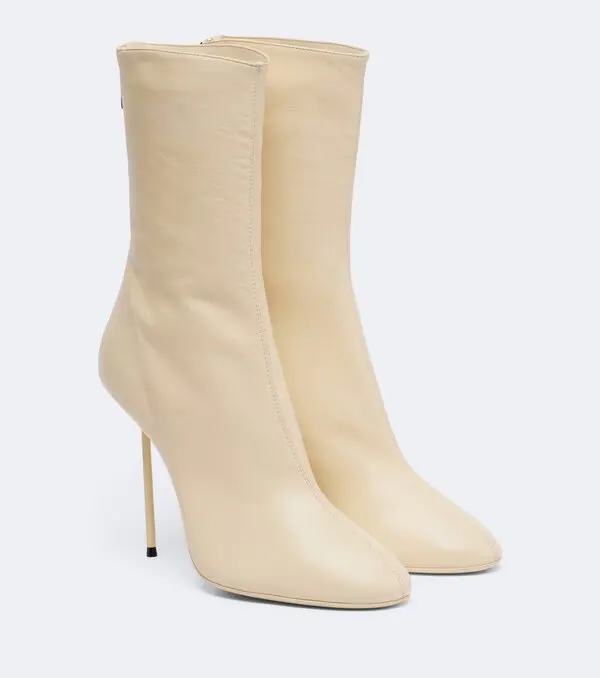 Paris Texas Lidia Leather Ankle Boots - White