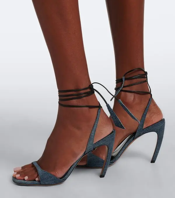 Attico Ora Denim Slingback Sandals