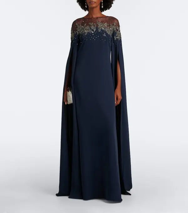 Carolina Herrera Embellished Crêpe Gown