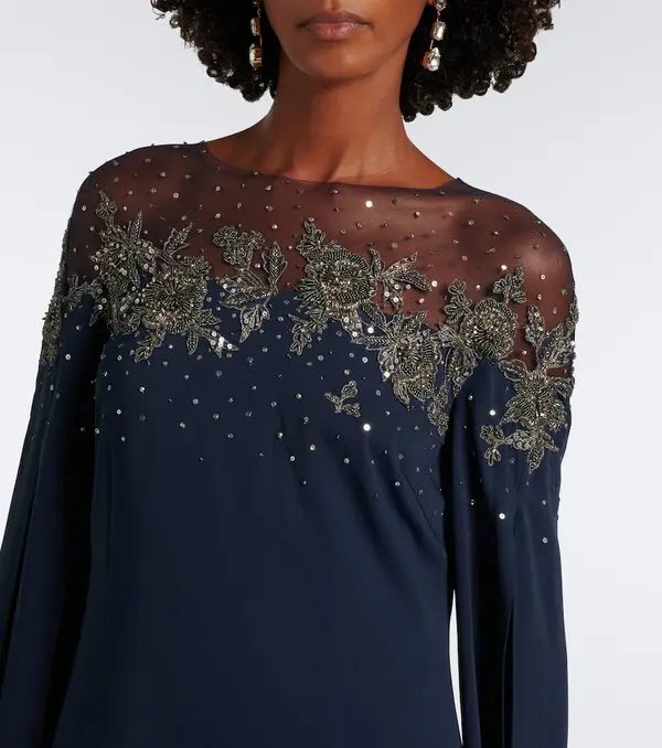 Carolina Herrera Embellished Crêpe Gown