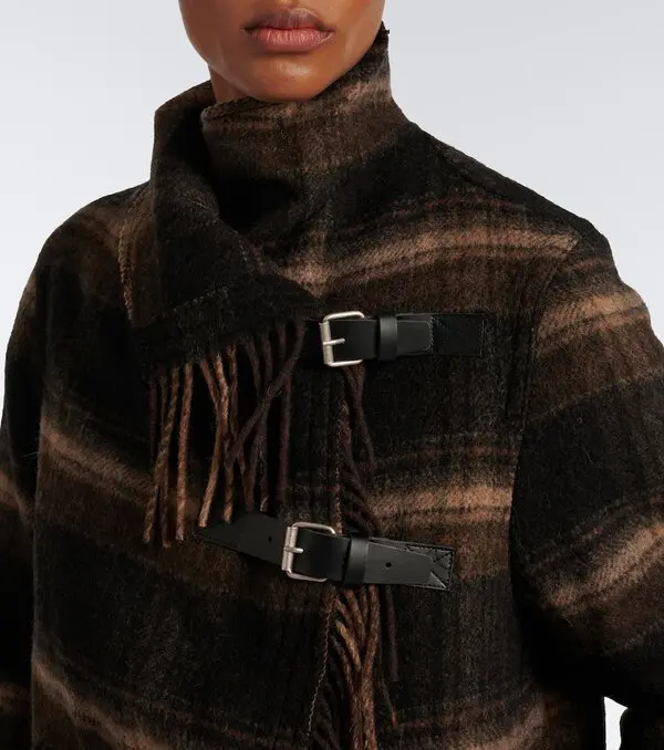 MARANT ETOILE Gihan Plaid Wool-blend Coat