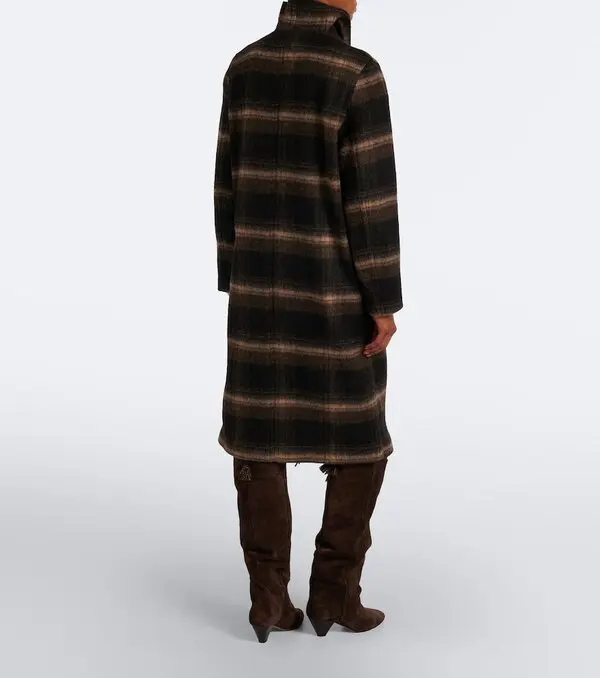 MARANT ETOILE Gihan Plaid Wool-blend Coat