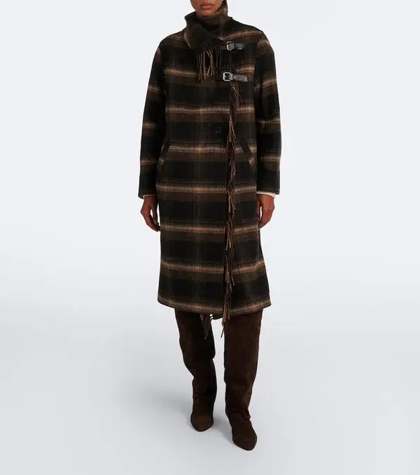 MARANT ETOILE Gihan Plaid Wool-blend Coat