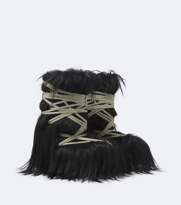 Rick Owens Megalace Lunar Mega Shearling Mid-calf Boots