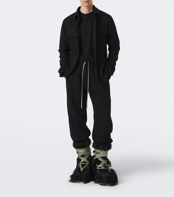 Rick Owens Megalace Lunar Mega Shearling Mid-calf Boots