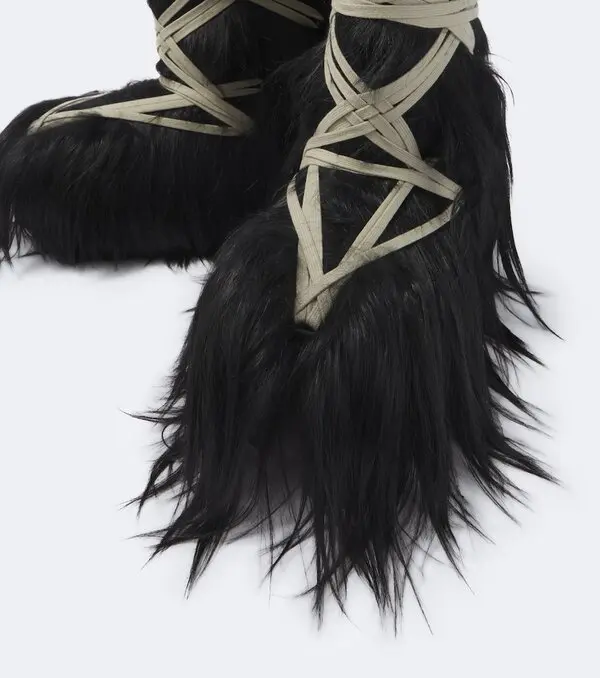 Rick Owens Megalace Lunar Mega Shearling Mid-calf Boots