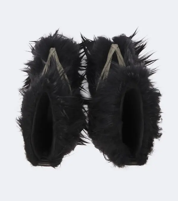 Rick Owens Megalace Lunar Mega Shearling Mid-calf Boots