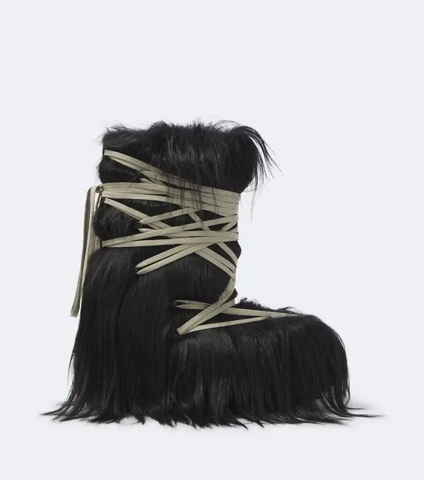 Rick Owens Megalace Lunar Mega Shearling Mid-calf Boots