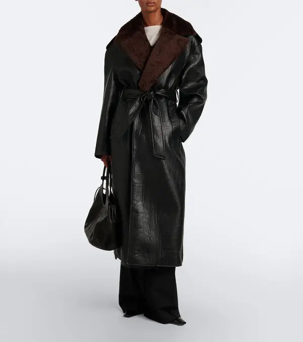 THE FRANKIE SHOP Edra Shearling-trimmed Wrap Coat