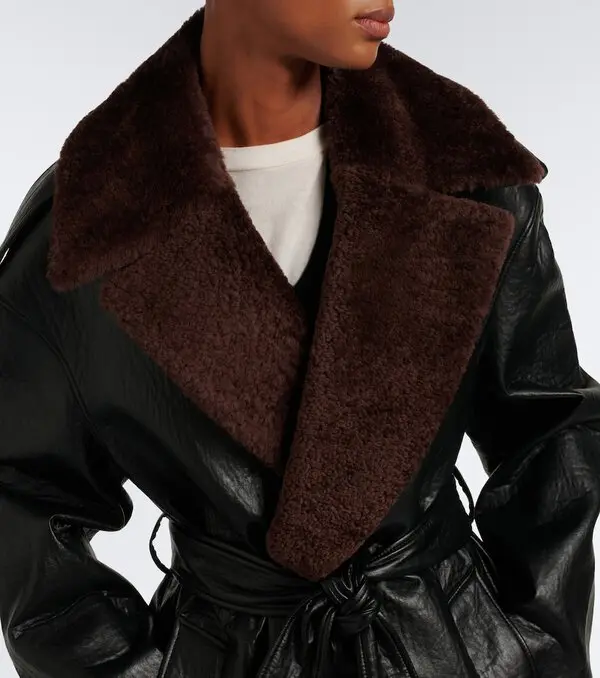 THE FRANKIE SHOP Edra Shearling-trimmed Wrap Coat