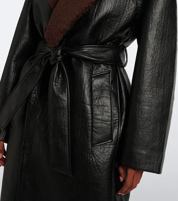 THE FRANKIE SHOP Edra Shearling-trimmed Wrap Coat