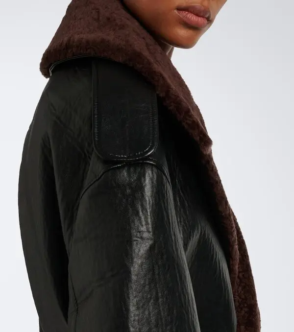 THE FRANKIE SHOP Edra Shearling-trimmed Wrap Coat