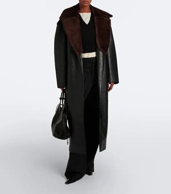 THE FRANKIE SHOP Edra Shearling-trimmed Wrap Coat