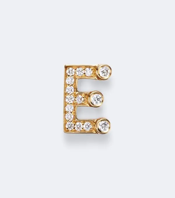 Sophie Bille Brahe Initial Petite E 18kt Single Earring With Diamonds - Gold