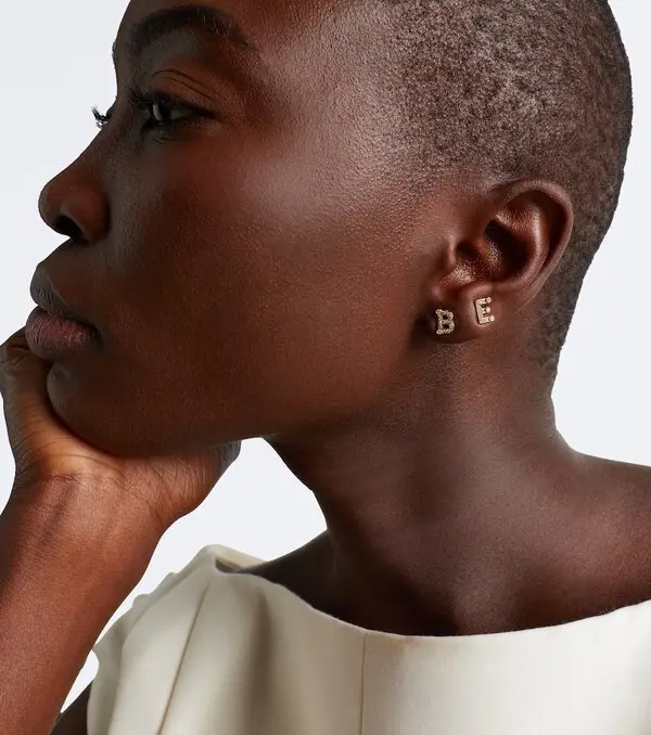 Sophie Bille Brahe Initial Petite E 18kt Single Earring With Diamonds