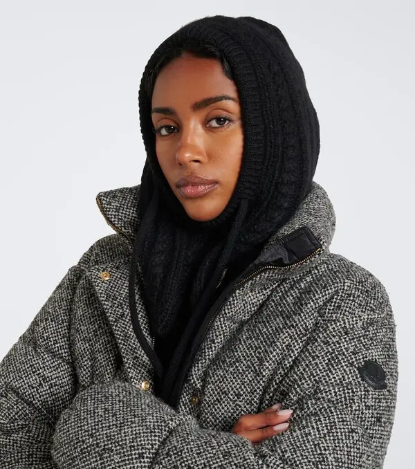 Moncler Cable-knit Alpaca And Wool-blend Balaclava - Black