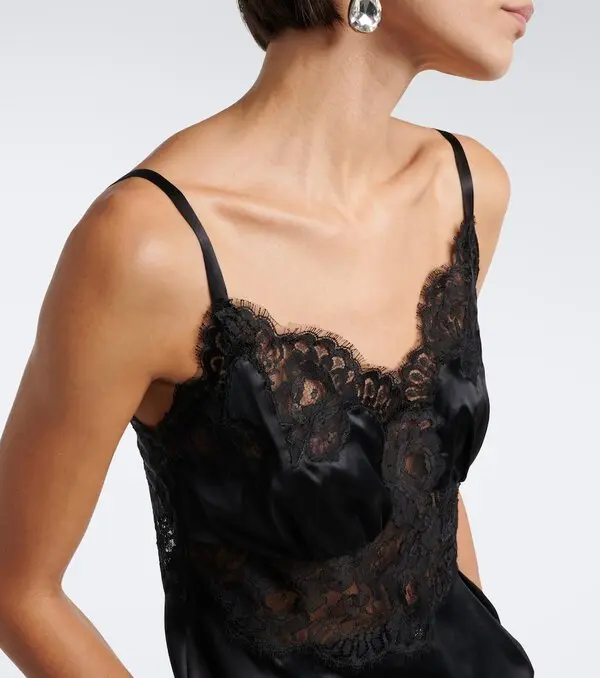 Dolce & Gabbana Lace-trimmed Silk And Cotton-blend Camisole
