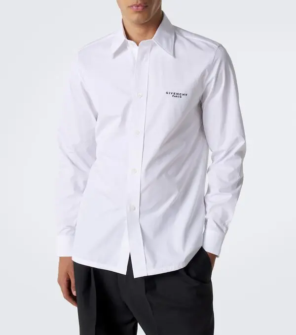 Givenchy Logo Embroidered Cotton Poplin Shirt