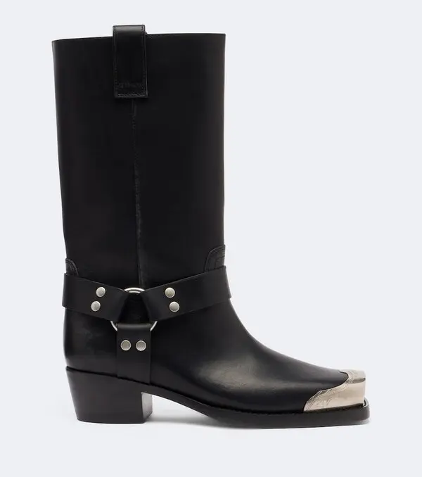 Paris Texas Roxy Embellished Leather Biker Boots - Black