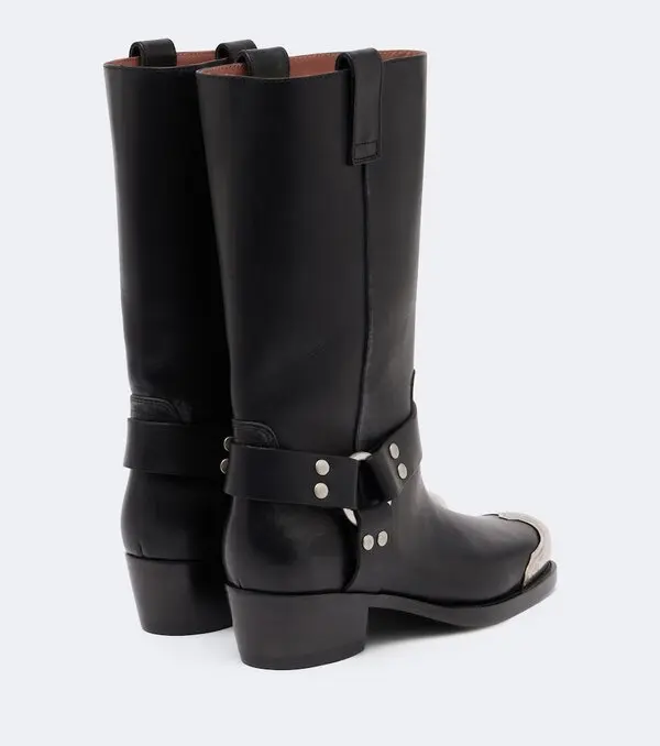 Paris Texas Roxy Embellished Leather Biker Boots - Black