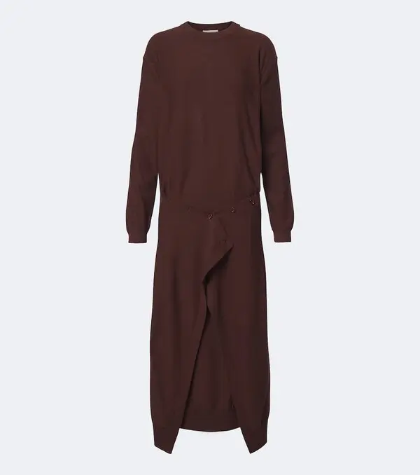 LEMAIRE Deconstructed Wool-blend Midi Dress