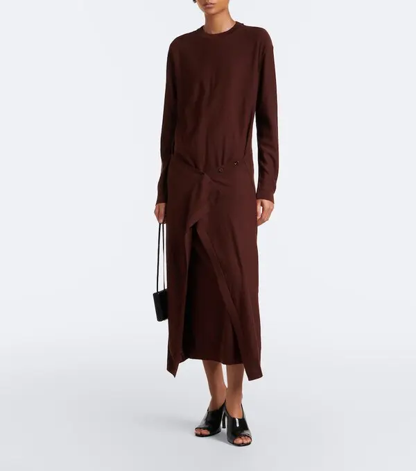 LEMAIRE Deconstructed Wool-blend Midi Dress