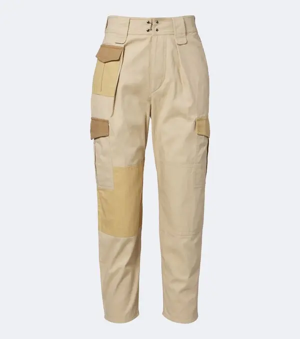 MARANT ETOILE Renzae Patchwork Cotton Cargo Trousers - Beige
