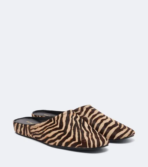 Veronica Beard Narcisa Zebra-print Calf Hair Mules