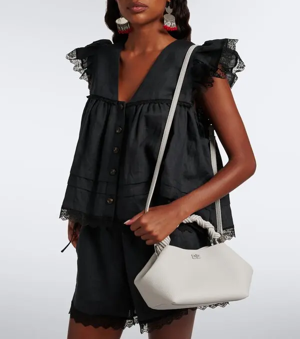 GANNI Bou Mini Leather Top-handle Bag - Grey