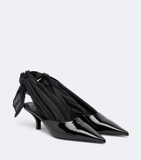 TOTEME Scarf Patent Leather Slingback Pumps