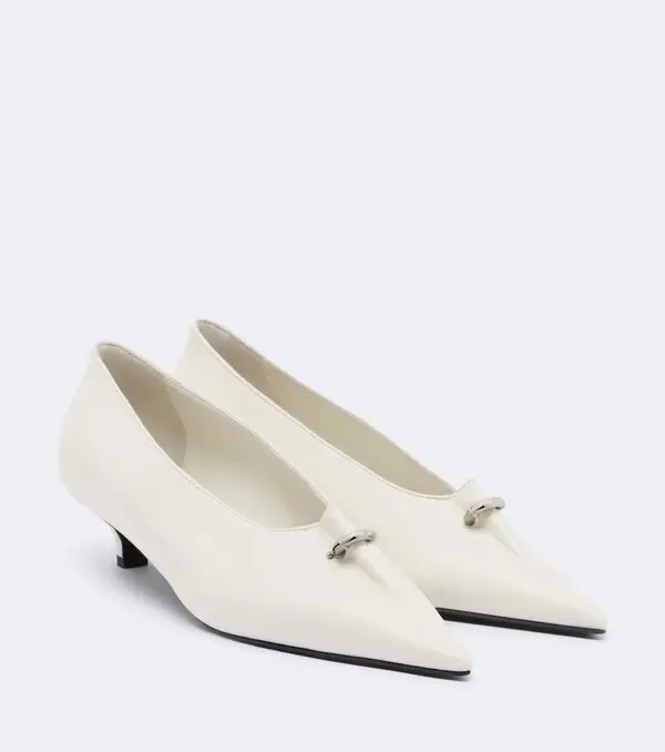 TOTEME Pierced Embellished Leather Pumps - White