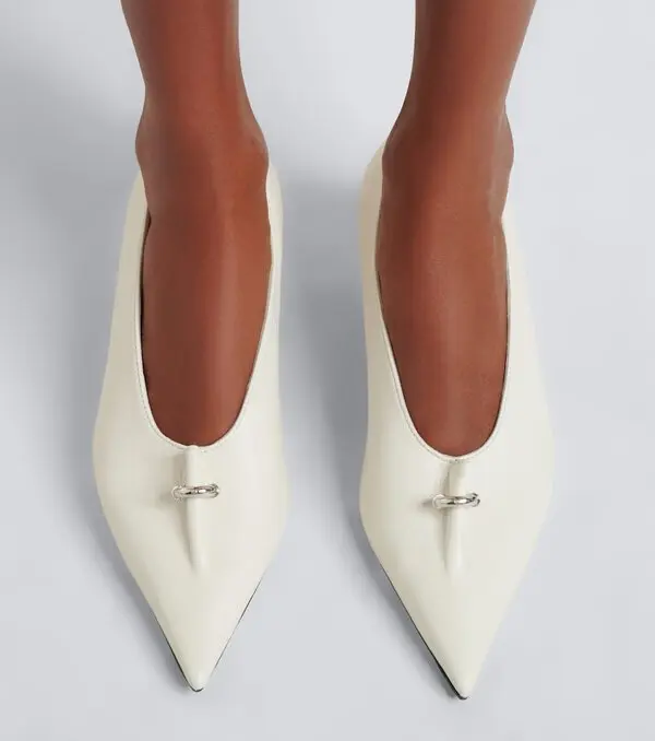 TOTEME Pierced Embellished Leather Pumps - White