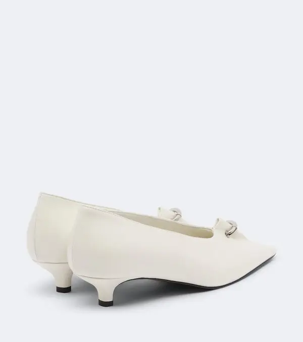TOTEME Pierced Embellished Leather Pumps - White