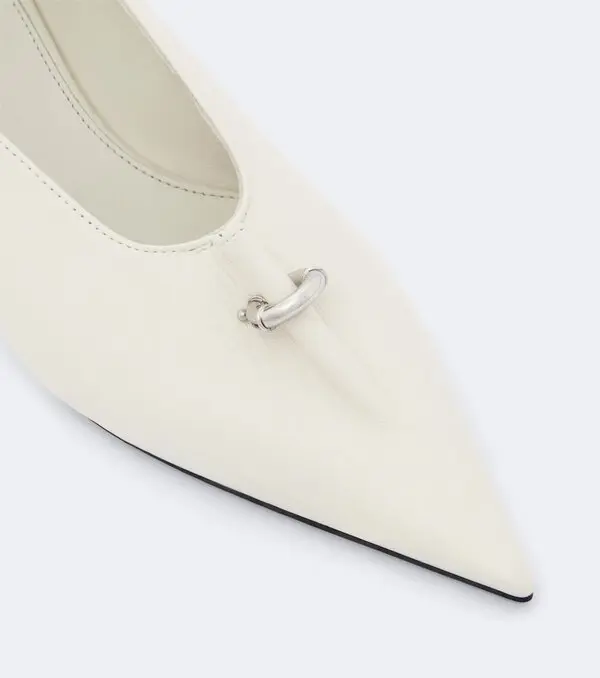 TOTEME Pierced Embellished Leather Pumps - White
