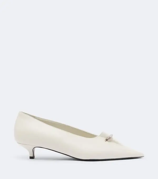 TOTEME Pierced Embellished Leather Pumps - White