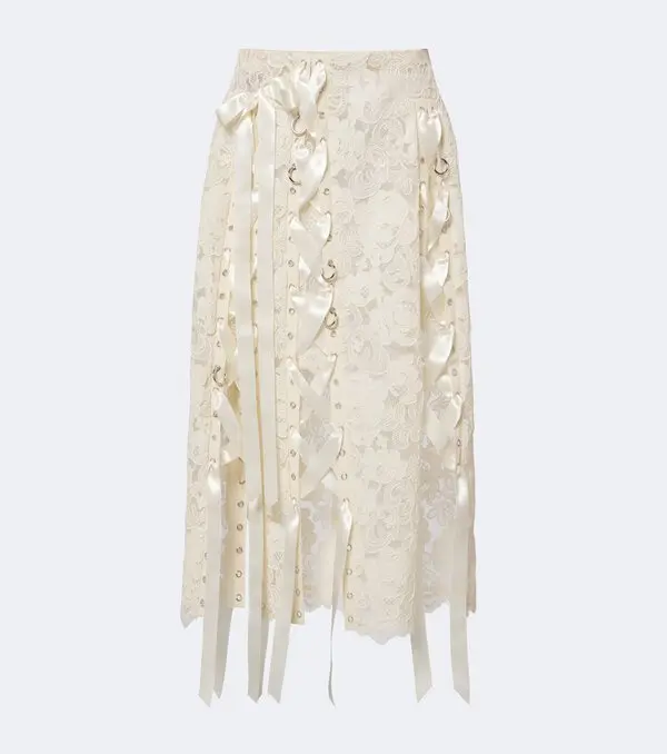 Simone Rocha Bow-detail Lace Midi Skirt