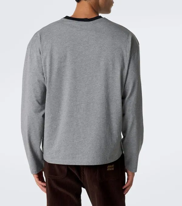 Miu Miu Embroidered Logo Cotton Jersey T-shirt
