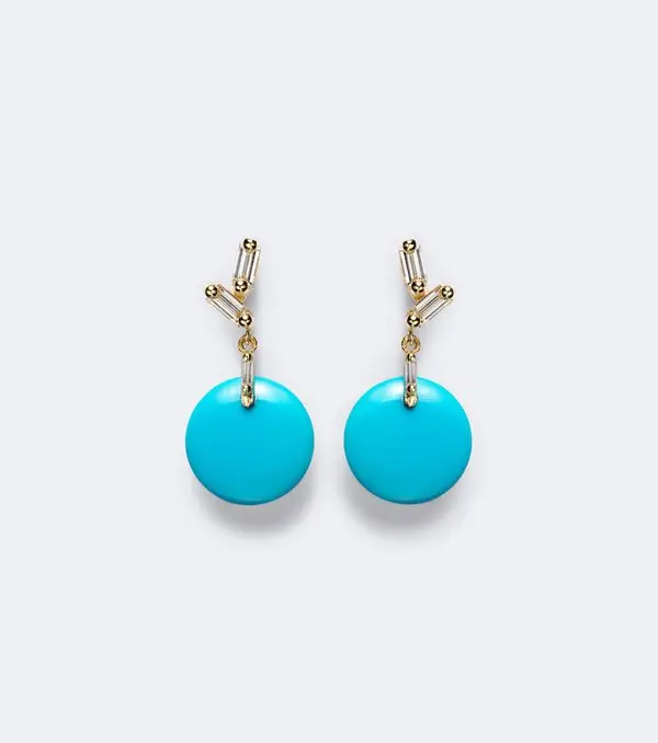SUZANNE KALAN 18kt Drop Earrings With Diamonds And Turquoise