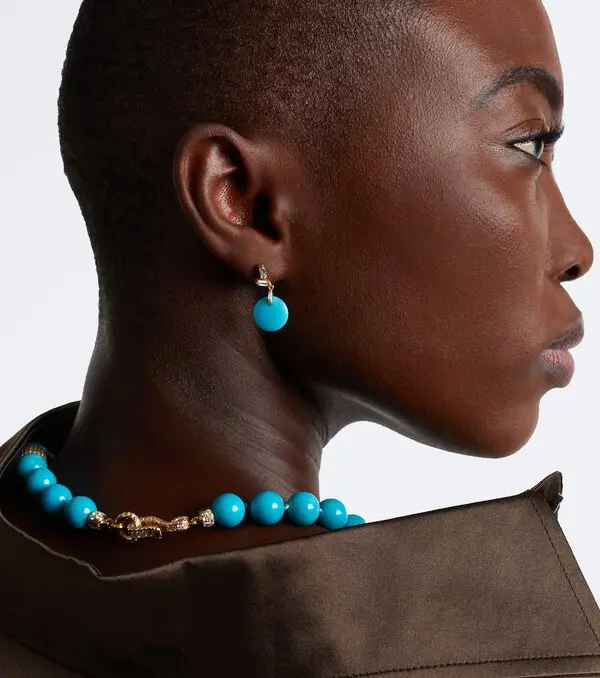 SUZANNE KALAN 18kt Drop Earrings With Diamonds And Turquoise