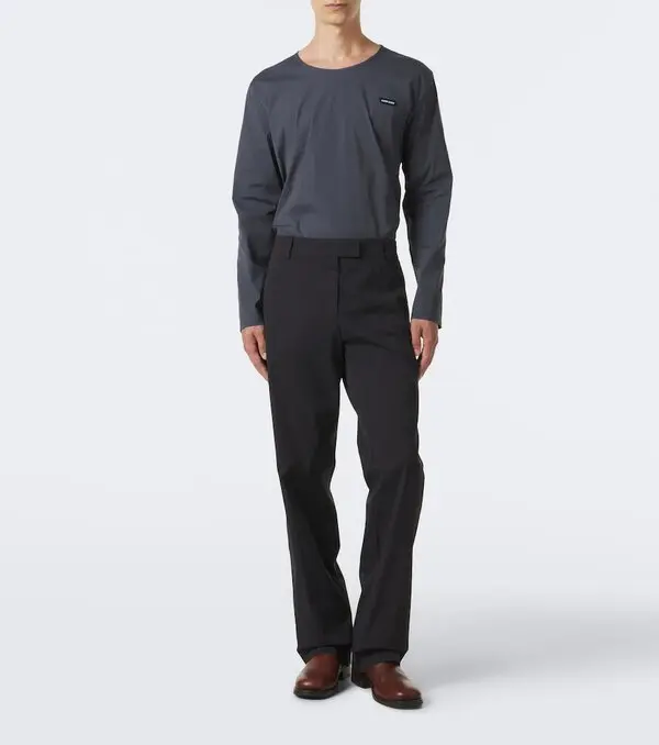 Miu Miu Cotton-blend Poplin Straight Pants