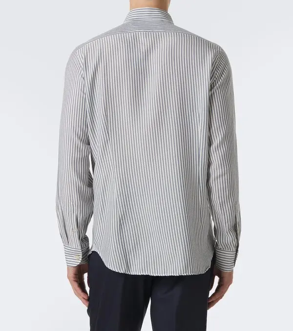 Eleventy Striped Twill Shirt - Blue