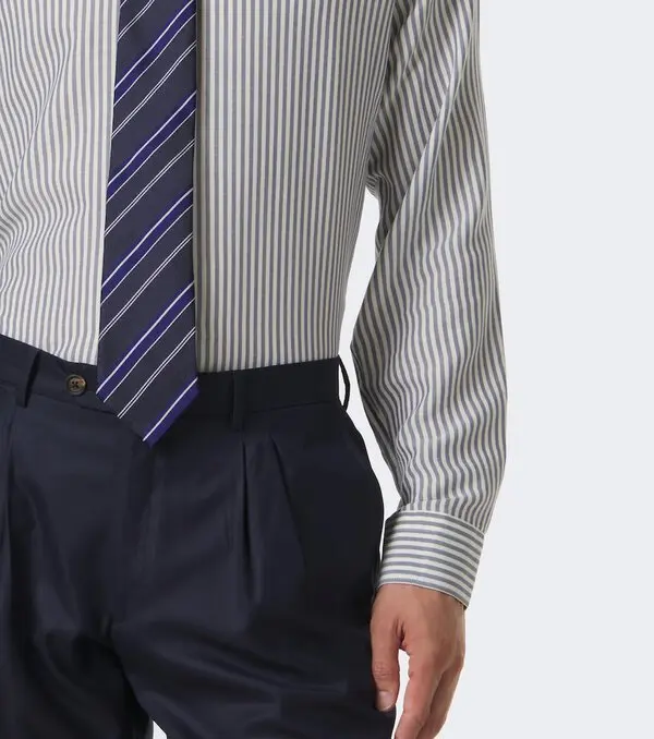 Eleventy Striped Twill Shirt - Blue