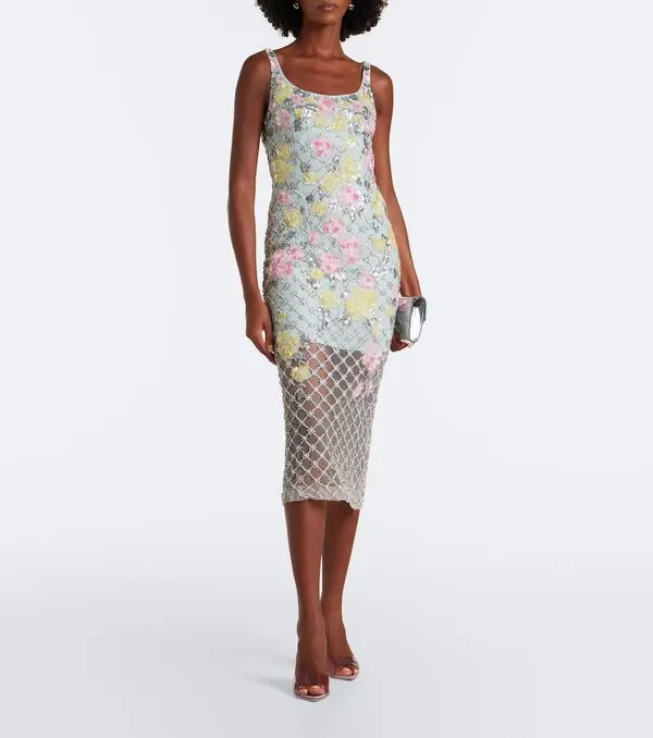 LA FUORI Embellished Midi Dress
